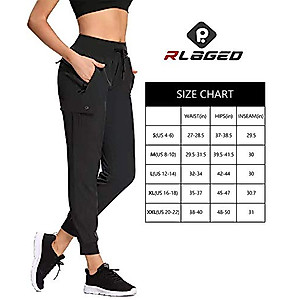 RlaGed Women’s Cargo Hiking Pants Lightweight Joggers Quick Dry Water Resistant Outdoor Fishing UPF 50+ Sweatpants with Zipper Pockets Black s