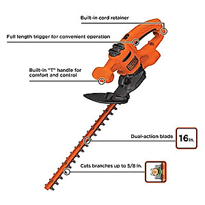 BLACK+DECKER Hedge Trimmer with Safety Eyewear, Lightweight, Clear Lens (BEHT100 & BD250-1C)