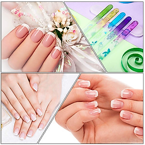 Mudder 8 Pack Glass Nail Files with Cases Colorful Pattern Printed Nail Buffers Crystal Fingernail Files with Travel Protective Cases for Professional Manicure Supplies