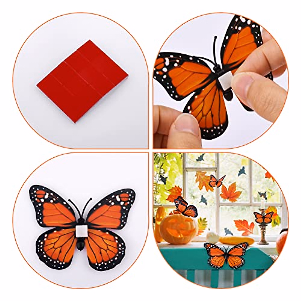 SAVITA 24pcs Monarch Butterfly Magnet, Artificial Lightweight Monarch Butterfly Beautiful 3D Monarch Butterfly Wall Decal for Wall Door Refrigerator for Party Birthday Celebration Favour