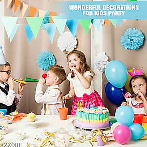 15Pcs Blue Pom Pom Decorations - Blue and White Pom Poms Flowers Decoration Blue Tissue Paper Lanterns Party Decorations - Light Blue Tissue Paper Flowers Decorations Birthday Decorations for Women