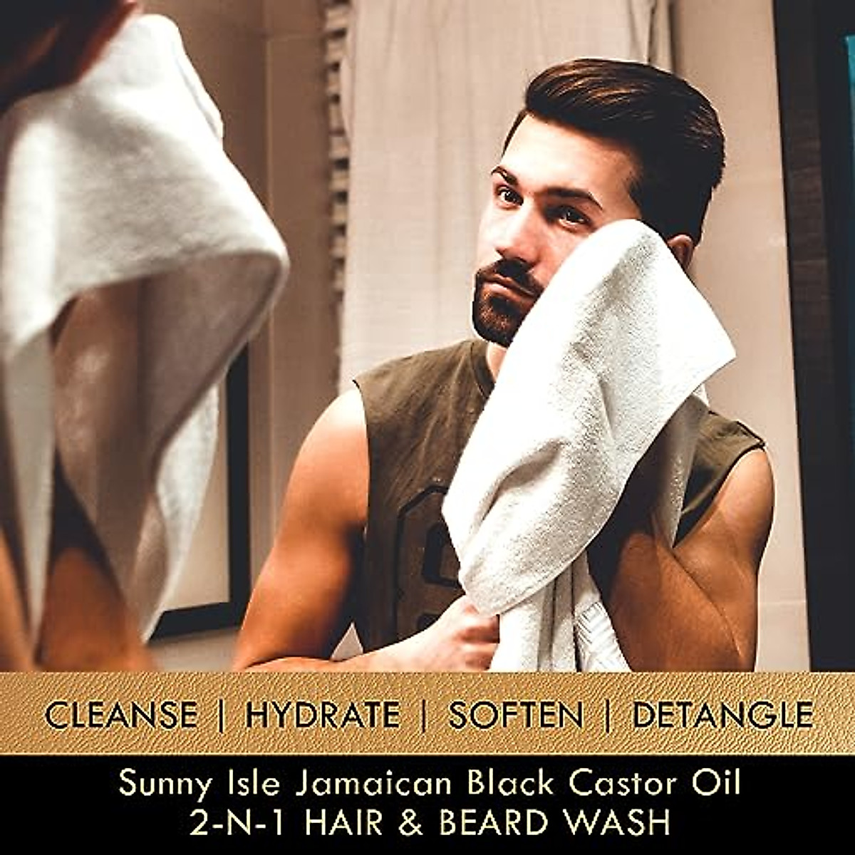 Sunny Isle Jamaican Black Castor Oil 2-N-1 Hair & Beard Wash 12oz | Cleanses, Hydrates, Moisturizes Hair & Skin | Detangles Beard | Paraben & Sulfate FREE