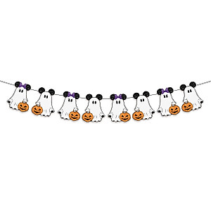 Halloween Boo Garland Banner 10Pcs Mouse Boo Banner, Glitter Spooky Ghost Banner for Mouse Theme Halloween Decoration