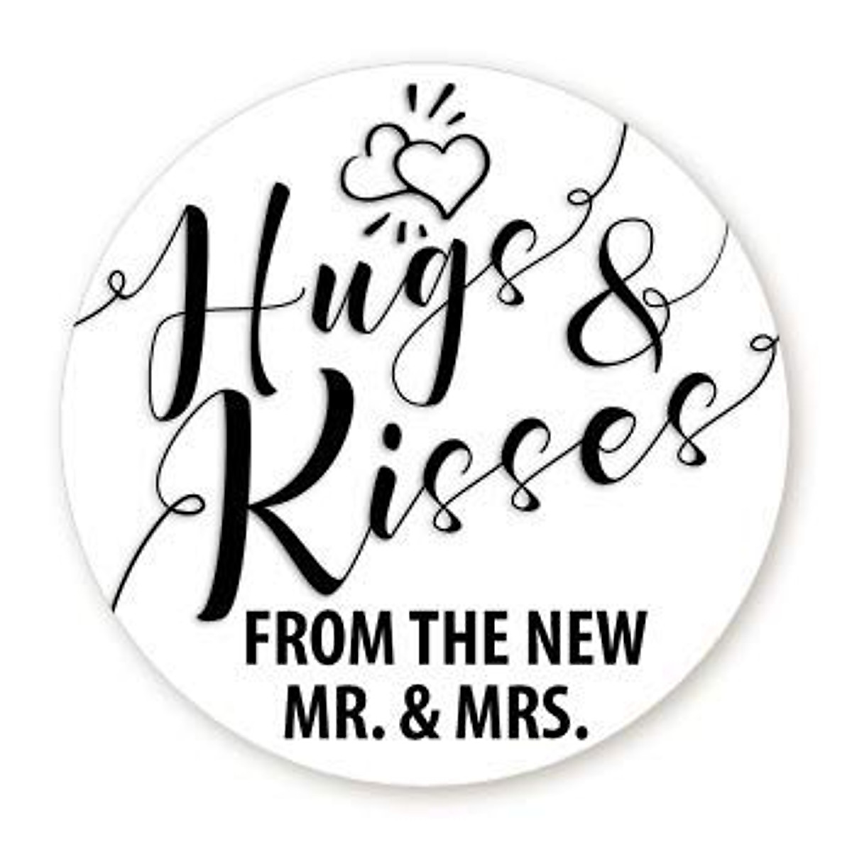 Hugs and Kisses from The New Mr. and Mrs. | Double Heart | 324 Stickers - .75 Inches | Hershey Kiss Stickers | Wedding Stickers | Bridal Shower Stickers | Bridal Favors