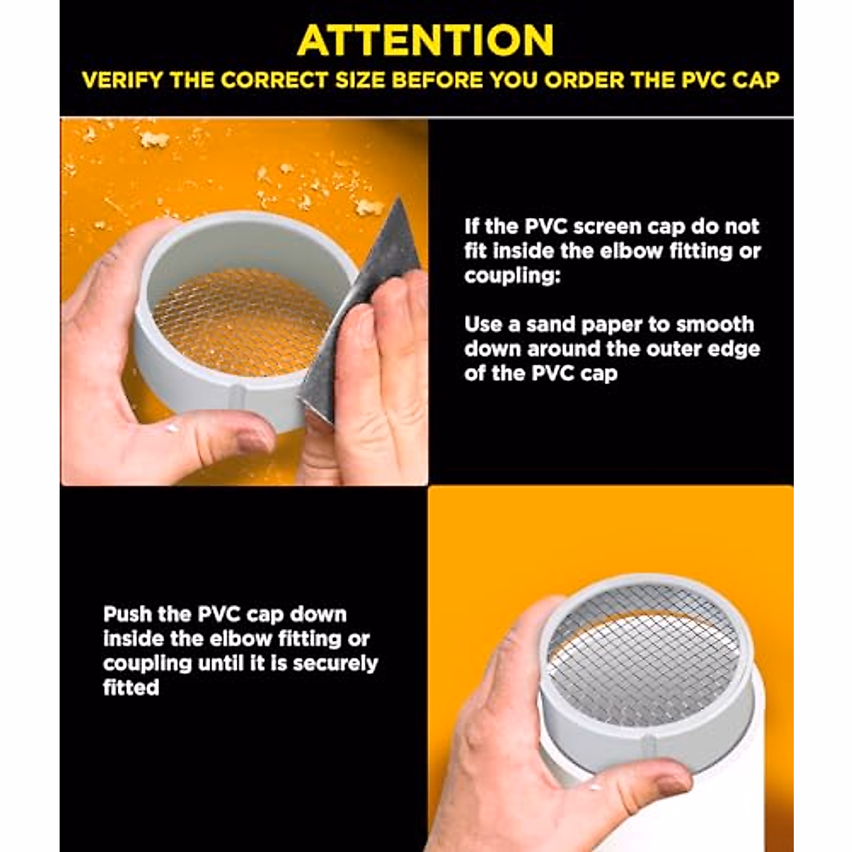 Raven R1508 Termination Cap Vent Cover Mesh Screen, Round Furnace PVC Pipe Stainless Steel Roof Vent Cap, Drain Screen 2" Inner & 2-3/8" Outer Diameter
