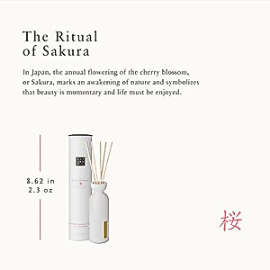 RITUALS Sakura Oil Reed Diffuser Set - Fragrance Sticks with Rice Milk and Cherry Blossom - 2.3 Fl Oz