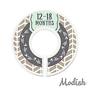 Modish Labels Baby Clothes Size Dividers, Baby Closet Organizers, Closet Size Dividers, Baby Closet Organizers, Clothes Organizer, Neutral, Boy, Girl, Woodland, Arrows, Nordic, Boho, Tan, Mint (Baby)