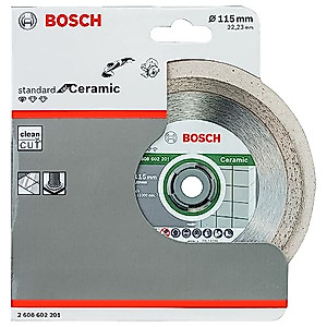 Bosch Professional 1x Diamond Cutting Disc Standard for Ceramic (for Stone, Tile, Ceramic, Ø 115 x 22,23 x 1,6 x 7 mm, Accessories for Angle Grinders)