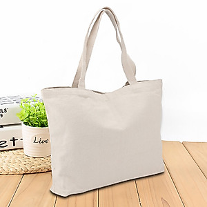 Segarty Canvas Tote Bags, 3PCS 16.5x13in Large Heavy Duty Blank Canvas Bag to Decorate, Bulk Reusable Grocery Shopping Shoulder Bags Bookbag with Bottom Gusset for DIY Crafts Paint, Decoration