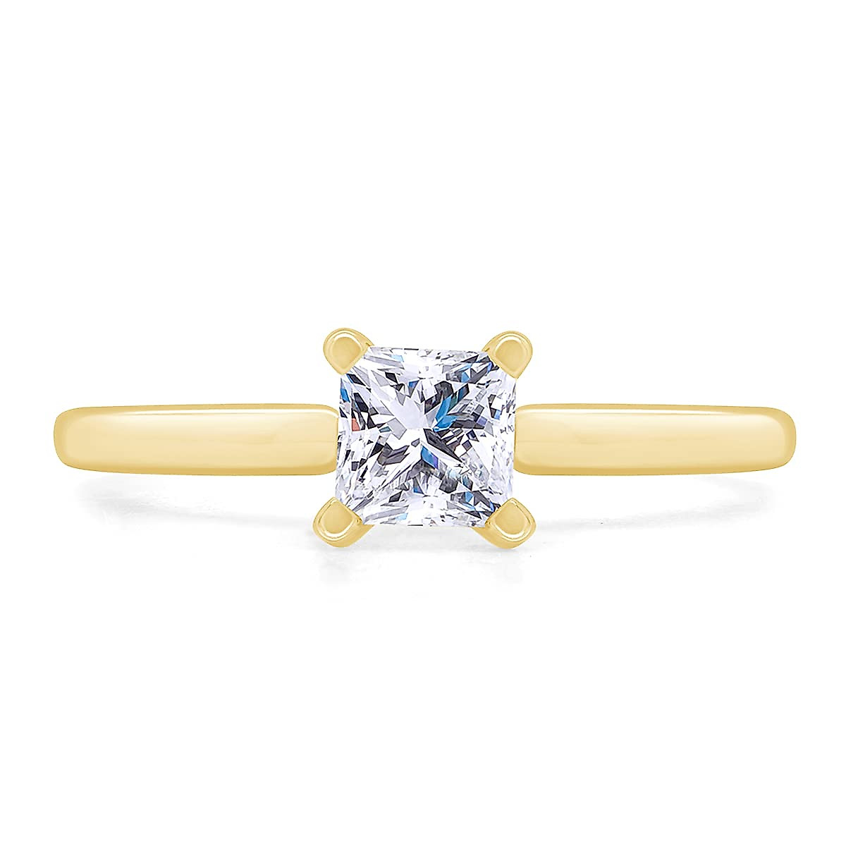 Jewel Zone US Princess Cut White Cubic Zirconia Anniversary Solitaire Ring in 14k Gold Over Sterling Silver (0.25 Carat)