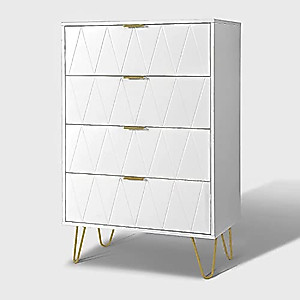 Scurrty 23.6'' 4 Drawer Dresser, Storage Cabinet, Tall Drawers Chest Organization for Closet, Bedroom, Office File Nightstand, Living Room, Entryway with 4 Metal Legs Anti-Tipping Device