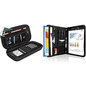 ProCase Hard EVA Case for Texas Instruments Ti-84 Plus CE Bundle with Portfolio Business Padfolio Folder with Zipper