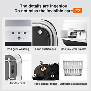 Portable Washing Machine, 9L Fast Dehydration Portable Mini Washer with Drain Basket, 2-Speed Waterproof TPE Mini Washing Machine for Underwear, Sock, Suitable for Travel, Camping,Apartments(White)