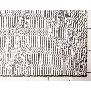 Unique Loom Collection Botanical, Coastal, Leaves, Indoor and Outdoor Area Rug, 8 ft x 11 ft 4 in, Green/Ivory