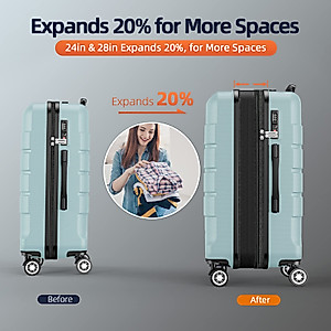 SHOWKOO Luggage Sets Expandable PC+ABS Durable Suitcase Double Wheels TSA Lock Mint Green­