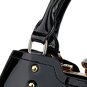 Style Strategy black purses patent leather Satchel handbags for women Top Handle with kiss lock Shoulder bags crossbody for women