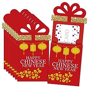 Big Dot of Happiness Chinese New Year - Lunar New Year Money and Gift Card Sleeves - Nifty Gifty Card Holders - Set of 8