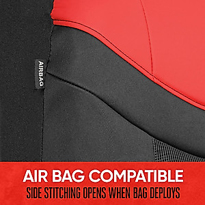 Motor Trend Premium LuxeSport Red Car Seat Covers for Front Seats, 2 Pack – Automotive Seat Protectors with Comfortable Mesh Back & Faux Leather Headrest, Interior Covers for Car Truck Van SUV