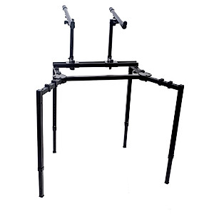 Griffin Double Piano Keyboard & Laptop Stand 2 Tier/Dual Portable Studio Mixer Rack for Turntables, DJ Coffins, Speakers, Digital Audio Gear & Music Equipment | Folding Stage Mount Multi Platform