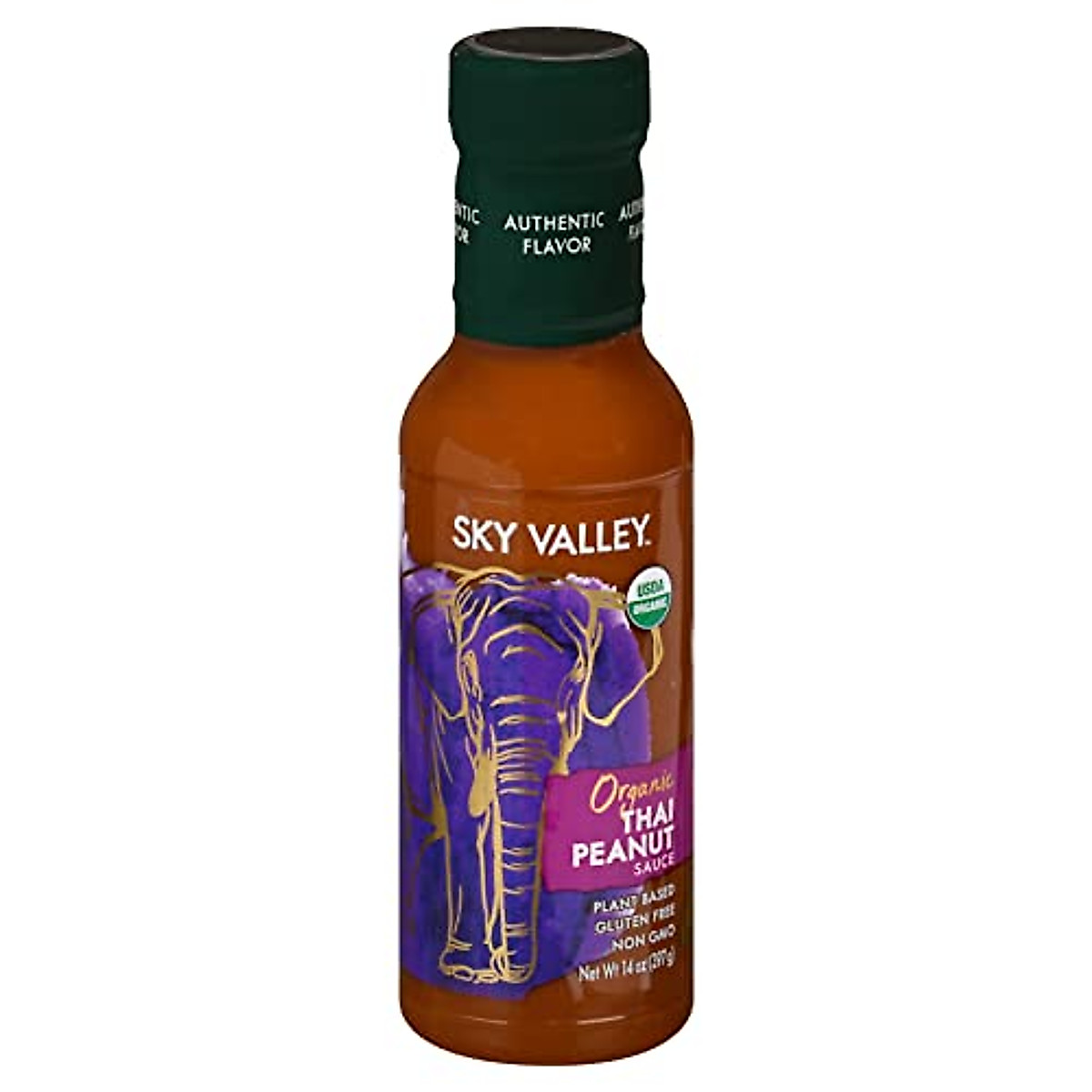 Sky Valley Thai Peanut Sauce - Gluten Free Peanut Sauce, Mild Heat, Authentic Flavor, Organic, Vegan, Non GMO, Gluten Free, Peanut Sauce for Spring Rolls- 14 Oz