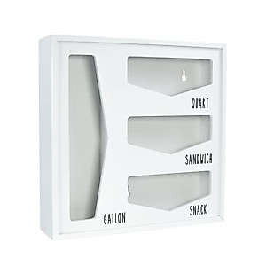 Pandability Premium Storage Bag Organizer for Drawer – Kitchen Organization – Food Storage Container - Compatible with Ziplock Bags, Snack Bags & Gallon Bags – Bamboo w/ Farmhouse Font - White