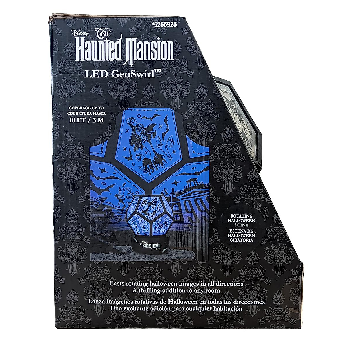 Disney The Haunted Mansion Projection Light, Indoor Blue LED GeoSwirl, Tabletop Halloween Decoration