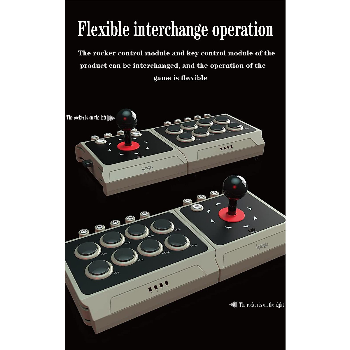 ipega PG-9221 Arcade Stick PC Street Fighter ps4 Arcade Stick Rocker whit TURBO one button continuous sending, MACRO programming for PS4/PS3/N-Switch/PC(windows 7/8/10)