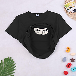 Teen Boy's Short-Sleeved T-Shirts Tops Youth Funny Tee Shirts Summer Comfort Crew Neck Cotton (Black, 9-10 Years)