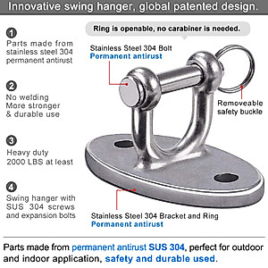 SELEWARE 1000 lb Capacity Wall Ceiling Mount Bracket for Suspension Strap Trainer, Suspension Kit for Yoga Swing, Hanging Hardware for Battle Ropes, Woss Suspension, Olympic Rings, Gym Accessories