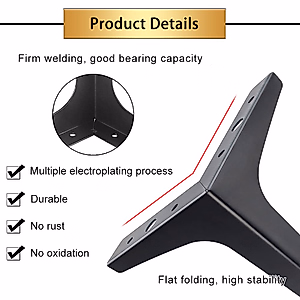 GOSCHE Metal Furniture Legs Set of 4, Matte Black Sofa Legs 6 inch, Modern Style Replacement feet for Couch Dresser Chair Bed Table Cabinet Ottoman Cupboard DIY Replacement Parts