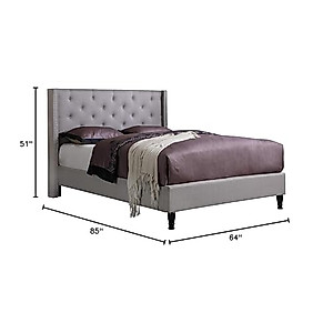Home Life furBed00007_Cloth_LightGrey_Full Platform Bed, Grey