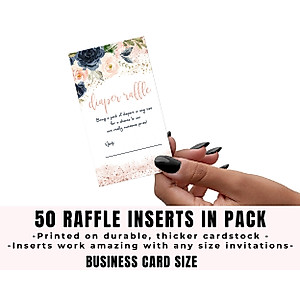 Paper Clever Party Blushing Diaper Raffle Tickets Pack of 50 - Girls Baby Shower Games – Floral Invitation Insert Cards Pink - Guests Fill-In to Win Prize Drawings - 2x4 Size Set
