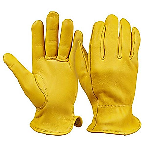 Saranac Hunter Premium Deerskin Gloves, Gold, X-Large - Unlined Full Grain Leather Work Gloves with Ergonomic Design, Reinforced Index Finger - Soft Leather Gloves - Premium Men’s Leather Goods