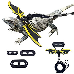 Hamiledyi Bearded Dragon Carrier Adjustable Reptile Sling Lizard Accessories with Leash Bat Wings for Leopard Gecko Chameleon Lizards Small Reptile Hamster Gerbils Mouse