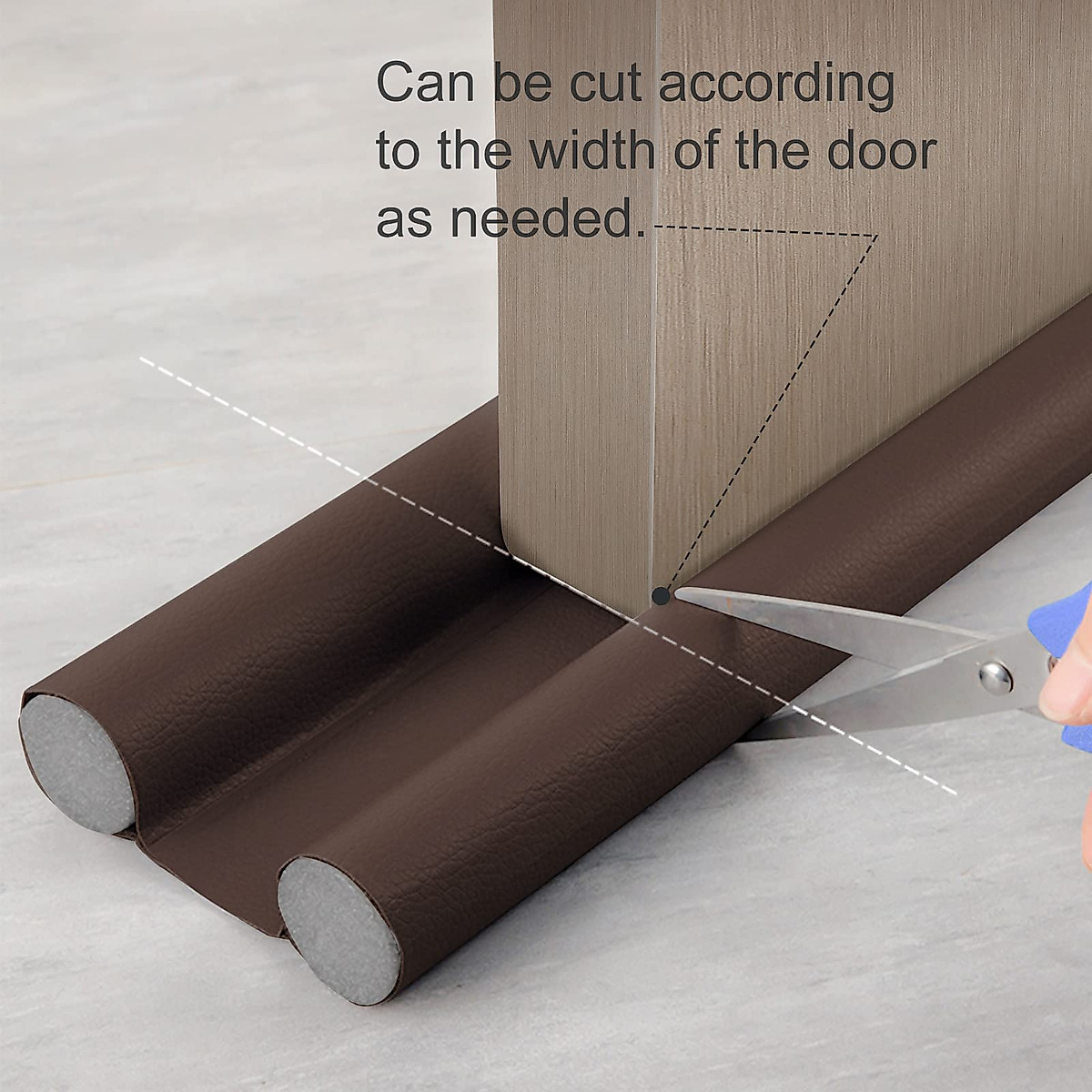 2PCS Under Door Draft Stopper,Twin Door Draft Blocker Weather Stripping Noise Cold Air Blocker Window,Washable,Dust Proof,Removable,Adjustable Door Sweeps 38"(Deep Coffe)