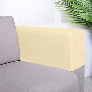 LIOOBO Stretch Sofa Armrest Covers Arm Covers for Chairs and Sofas Anti- Slip Couch Armrest Covers with Sticker Furniture Armrest Protector for Sofa Couch Chair Recliner, Set of 2, Beige