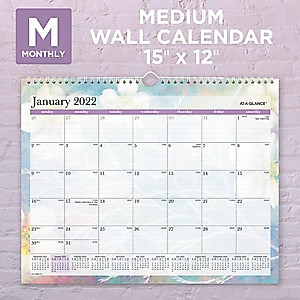 2022 Wall Calendar by AT-A-GLANCE, 14 7/8 in. X 11 7/8, Medium, Monthly, Dreams (PM83-707)