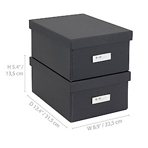 Bigso Karin Collapsible Storage Box | Photo Storage Box with Labelframe for Identification | Simple Assembly without Tools | Decorative Storage Boxes with Lids | 8.9″ x 12.4″ x 5.4″ | 2 Pack