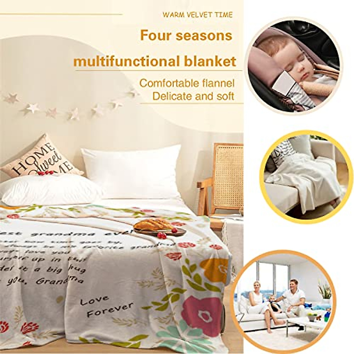 yalinan Grandma Gifts Blanket, Gifts for Grandma Throw Blanket 60"x 50", Grandma Birthday Gifts, Grandma Gifts from Grandkids