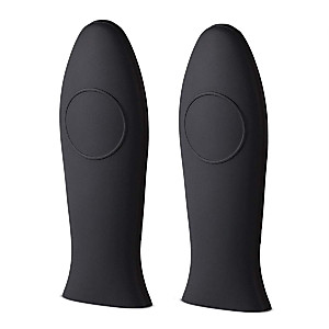 Yuyeran Silicone Hot Handle Holder Non-Slip Pot Iron Grip Sleeve Cover for Kitchen Home (Black)