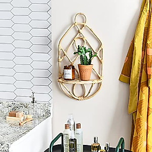 Main + Mesa Decorative Woven Rattan Wall Shelf, Natural