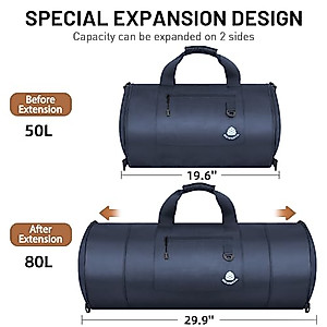 Densata Travel Duffle Bag, 80L Sports Gym Bag Expandable Duffle Backpack Weekender Overnight Bag Carry on Bag