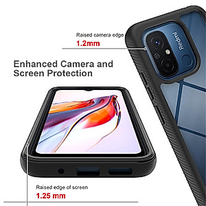 DAMONDY for Redmi 12C Case, Xiaomi Redmi 12C Phone Case,Shock 2 in 1 Drop Protection Hybrid Heavy Duty Dual Layer Armor Protective Case Cover for Xiaomi Redmi 12C -Black