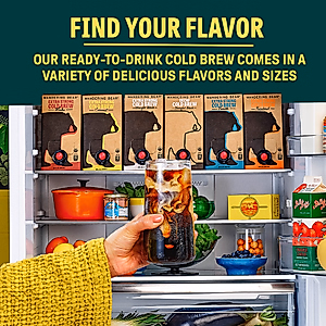 Wandering Bear Organic Straight Black Cold Brew Coffee On-the-Go, Iced Coffee, 11 fl oz, 1 pack - Extra Strong, Smooth, Organic, Unsweetened, Shelf-Stable, Ready to Drink, Cold Coffee, Cold Brewed Coffee