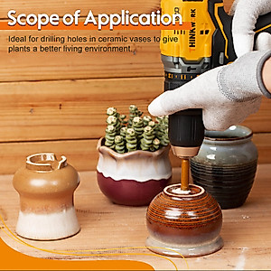 THINKWORK Diamond Drill Bits, Dry/Wet Brazing Hollow Drill Hole Saw Kit, 12 PCS Tile Opener (1/4"-2”) with Double Suction Cups Hole Saw Guide Jig, Suitable for Glass, Ceramic, Tile, Marble, Porcelain