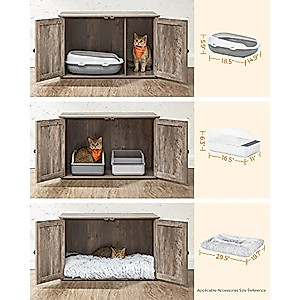 Feandrea Cat Litter Box Enclosure, Litter Box Furniture Hidden with Removable Divider, Indoor Cat House, End Table, 31.5 x 20.9 x 19.7 Inches, Greige UPCL002G01