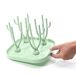 Baby Bottle Drying Rack with Base Tray, Removable Bottle Drying Rack Tree Holder for Bottles, Teats, Cups, Pump Parts and Accessories