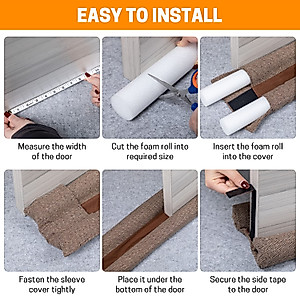 VISEMAN Under Door Stopper, Door Noise Blocker, Adjustable Door Sweeps Window Blocker, Door Bottom Weather Stripping, 20 to 36" Clear Self Stick Door Bottom