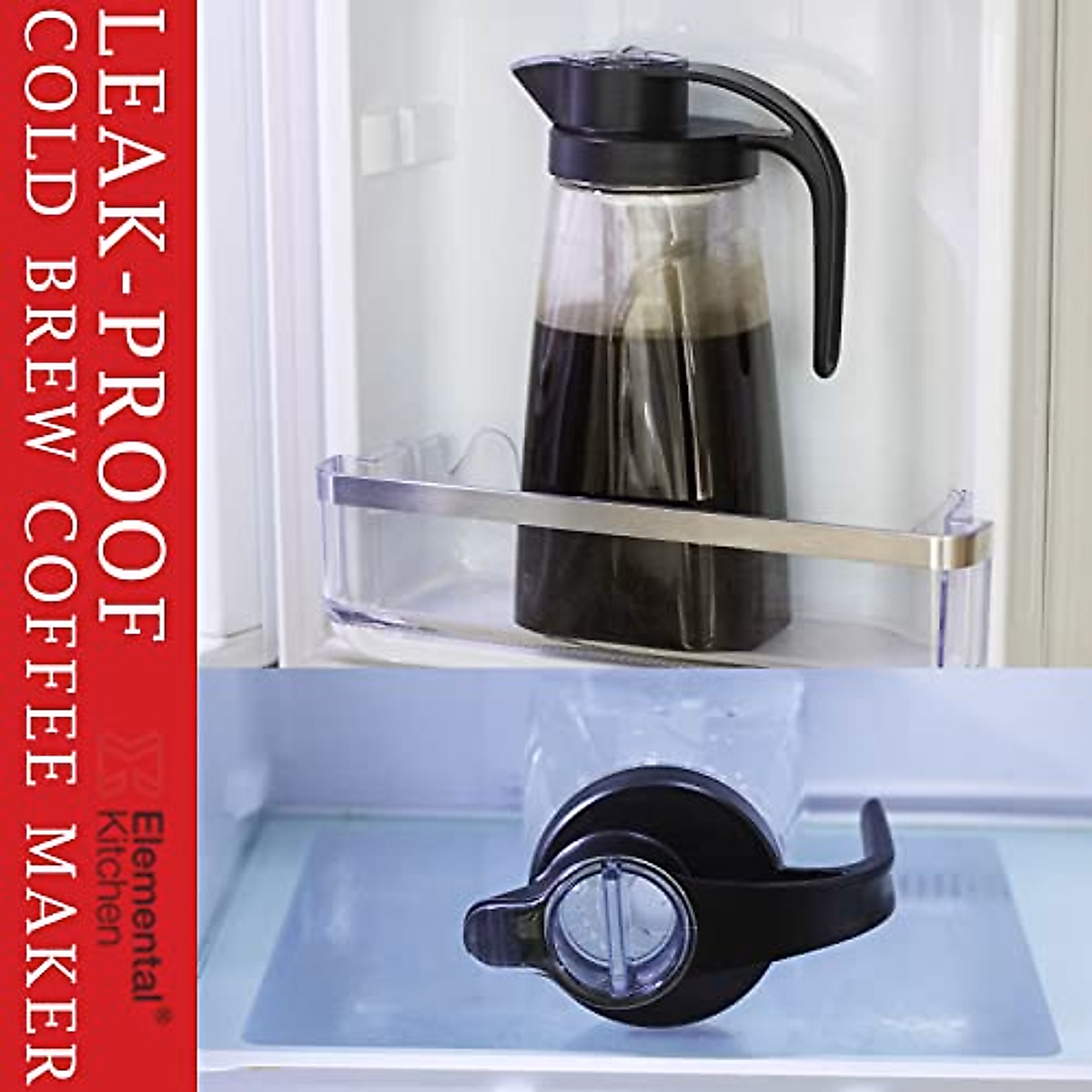 Cold Brew Coffee Maker with Stainless Steel Filter, 70oz, 2-Quart, Airtight BPA-free Tritan Pitcher, Crowed Iced Tea Maker