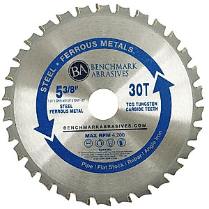 Benchmark Abrasives 5-3/8" TCT Saw Blades, Tungsten Carbide Tipped Circular Metal Cutting Saw Blades for Steel, Stainless Steel, Nickel, Titanium, Ferrous Metals, and Steel Pipe (5-3/8" 30 Teeth)